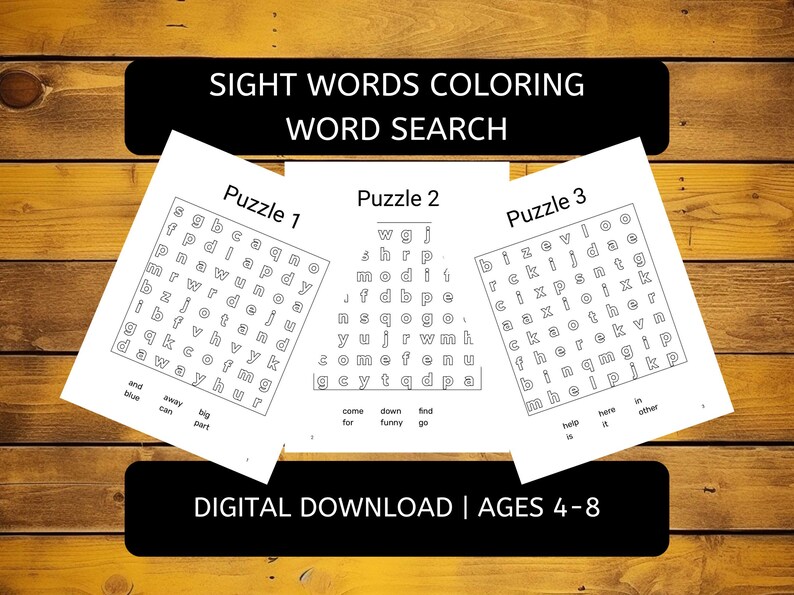 Printable Sight Words Coloring Word Search Worksheets - Etsy