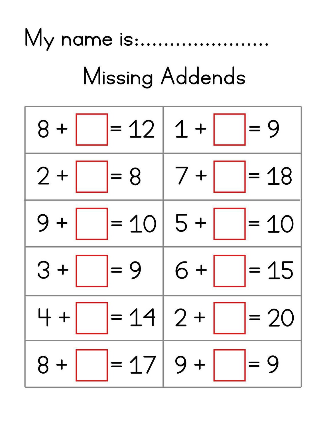 Addition and Subtraction Worksheets Zero to Twenty Kindergarten Math ...