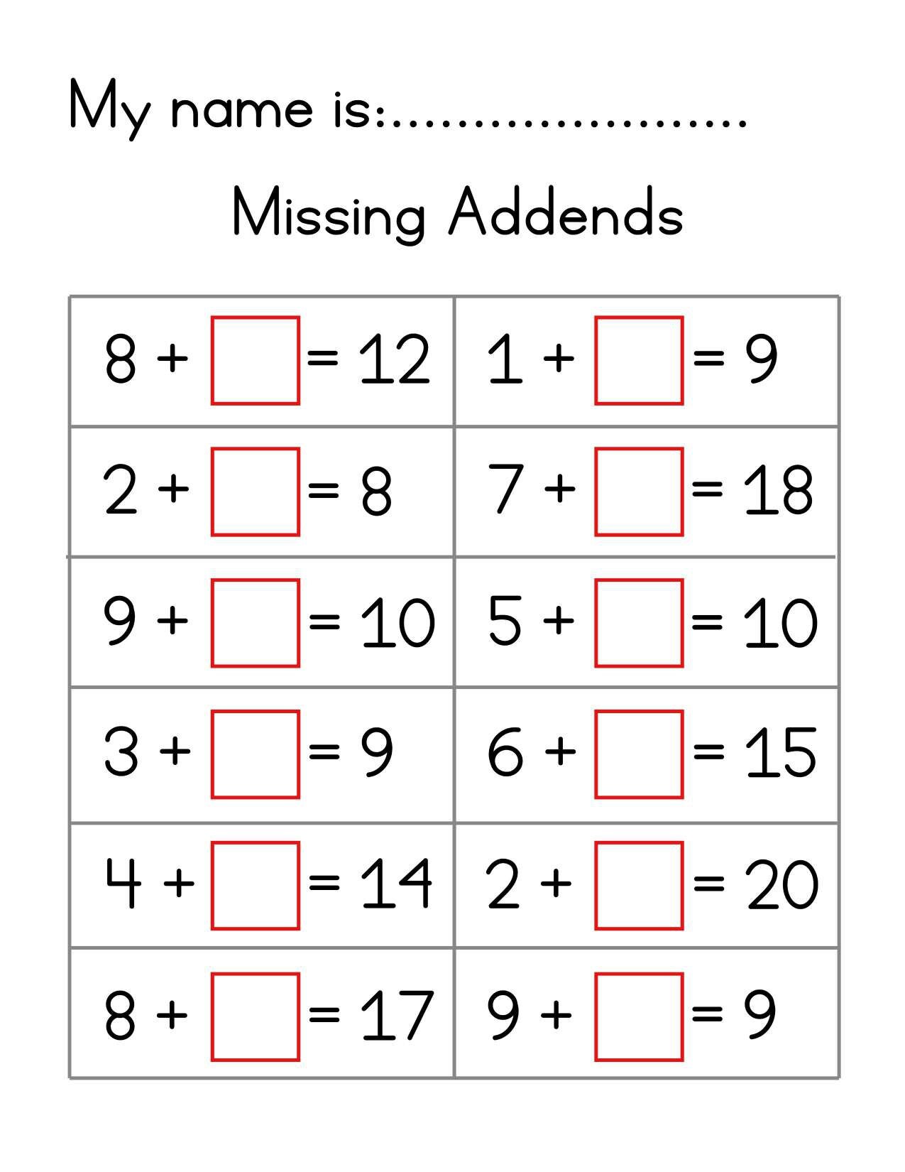 Addition and Subtraction Worksheets Zero to Twenty Kindergarten Math ...