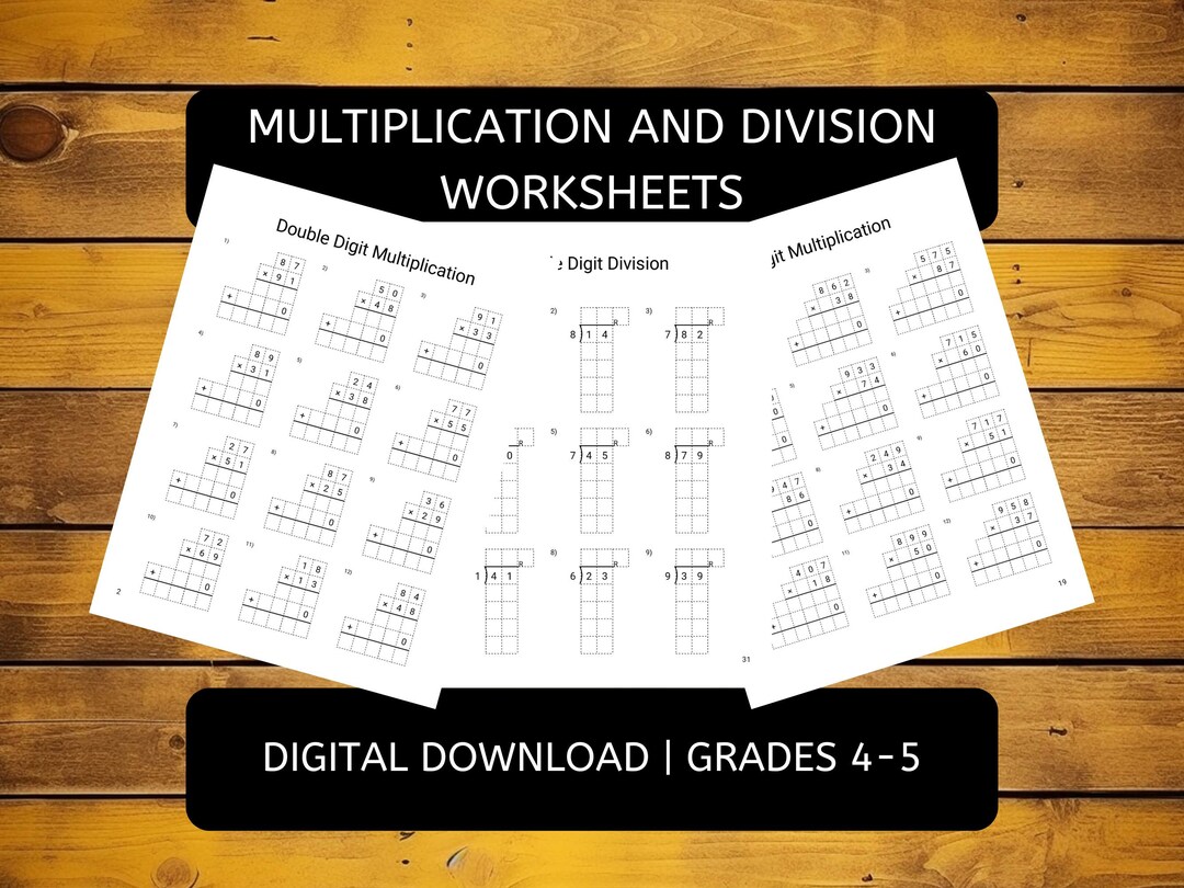 Math Multiplication and Division Worksheets | Grades 4-5 - Etsy