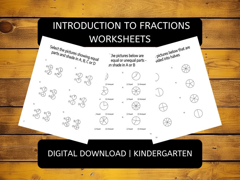 Kindergarten Fractions Introduction Worksheets - Etsy