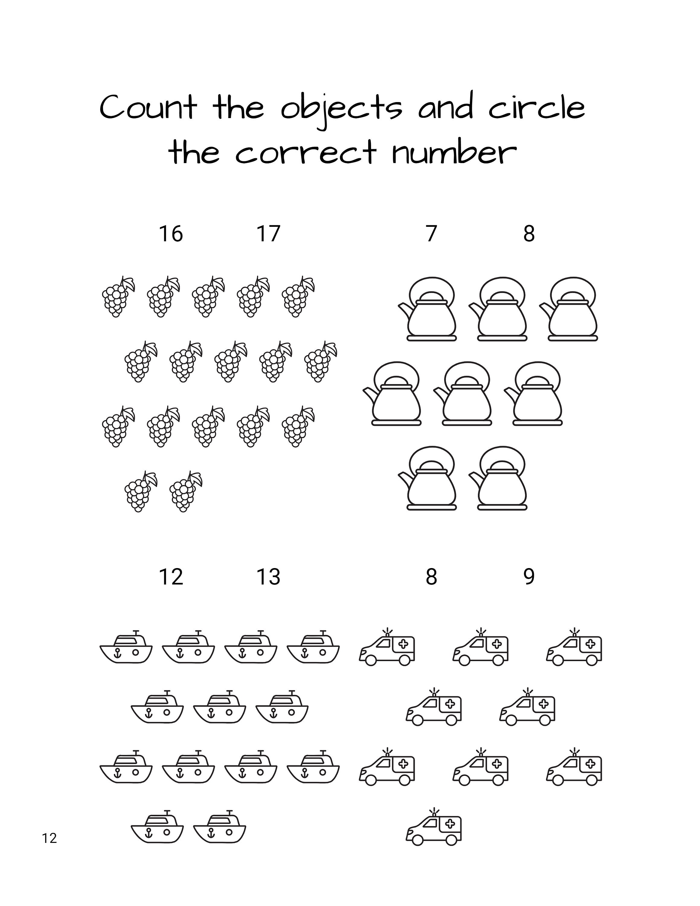 Varied Styles of Counting Worksheets for Preschool and Kindergarten ...