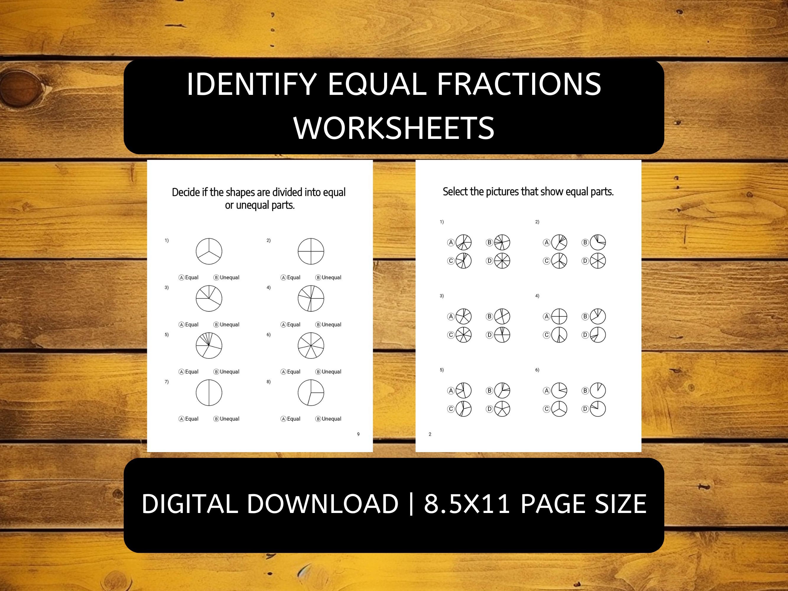 3rd Grade Fractions Worksheets | Math Practice Printable - Etsy