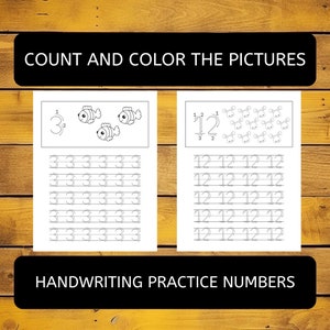 Handwriting Practice Number Tracing Worksheets 0-20 Color and Count the ...