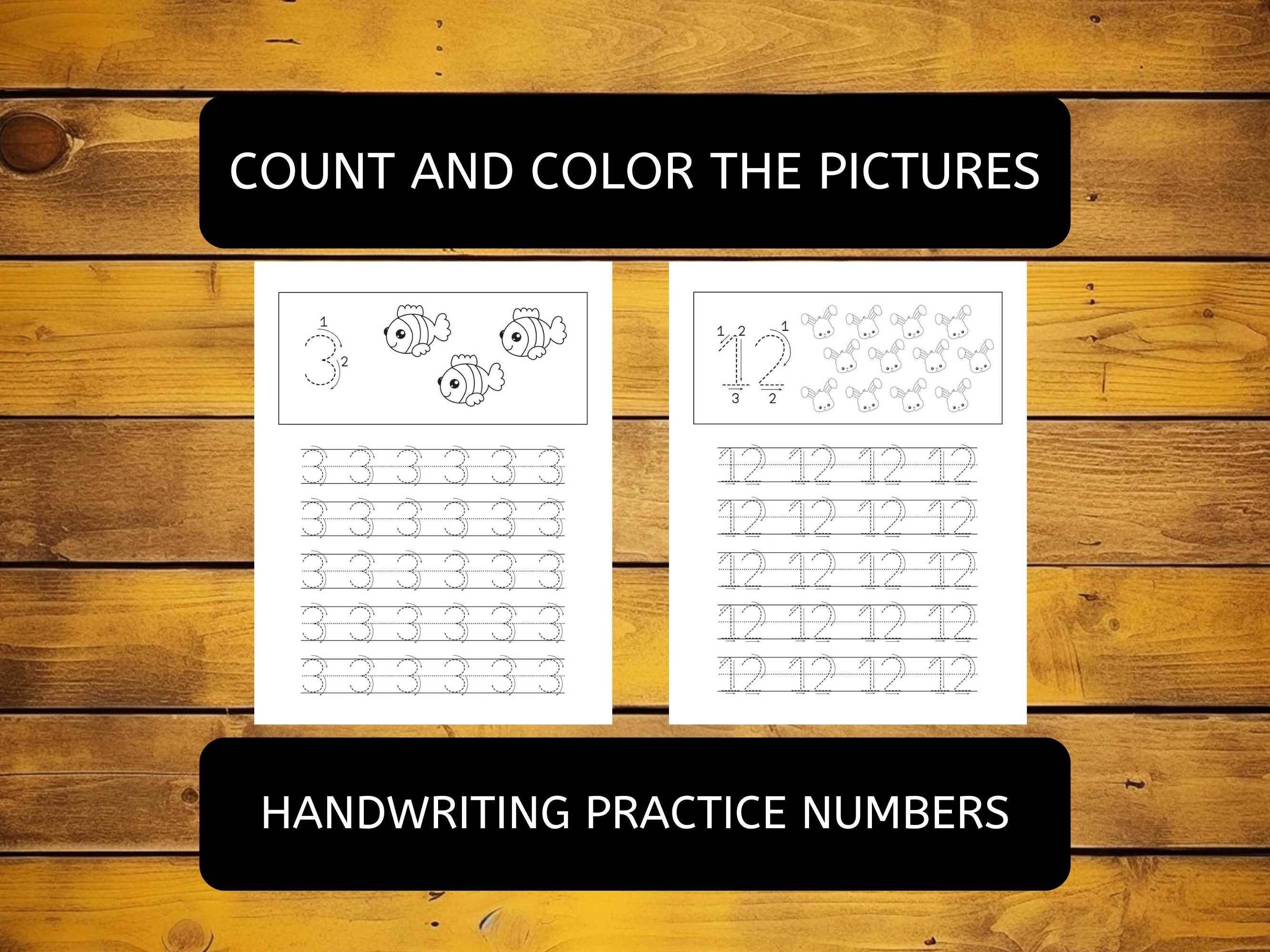 Handwriting Practice Number Tracing Worksheets 0-20 Color and Count the ...