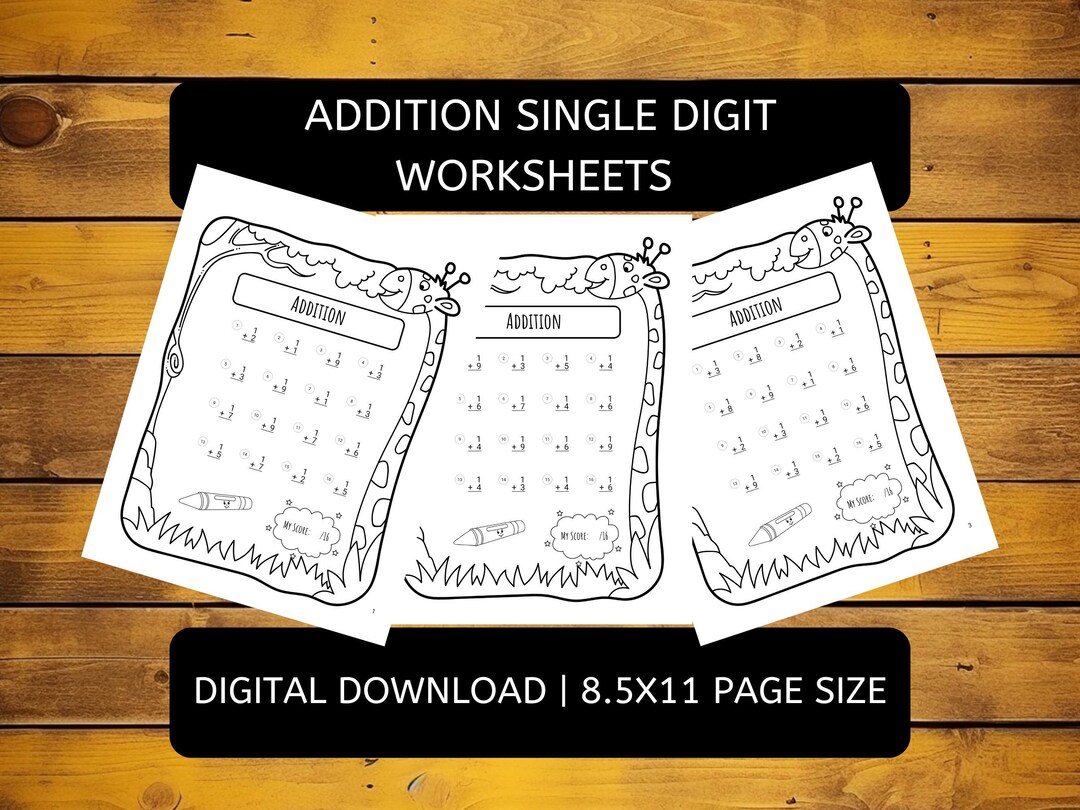 Math Addition Single Digit Worksheets | Numbers 1-9 for Kids Ages 4-6 ...