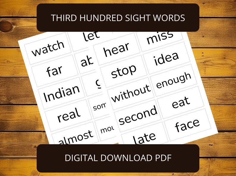 Fry Sight Words Flashcards Printable Third Hundred | High Frequency ...