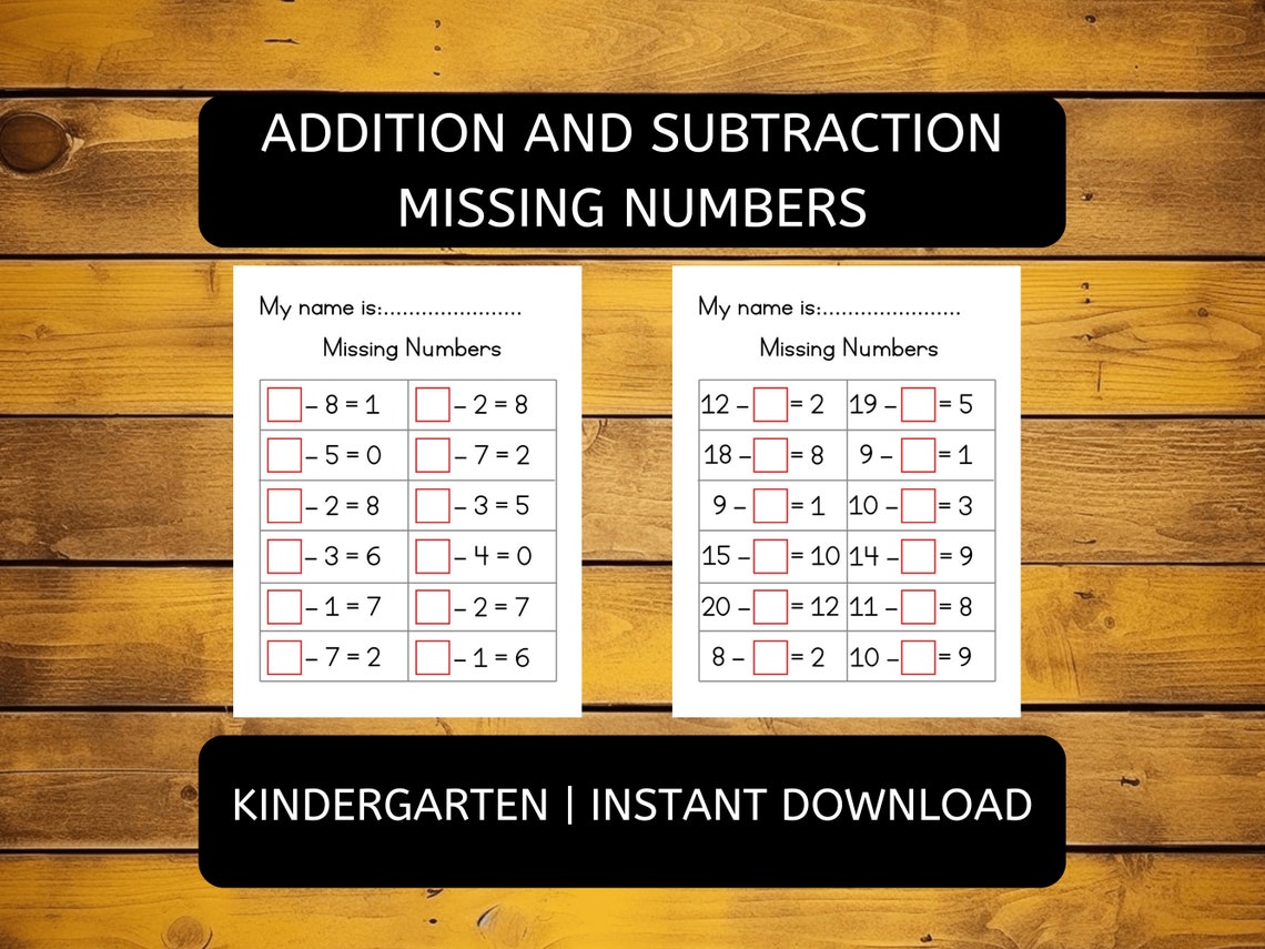 Addition and Subtraction Worksheets Zero to Twenty | Kindergarten Math ...