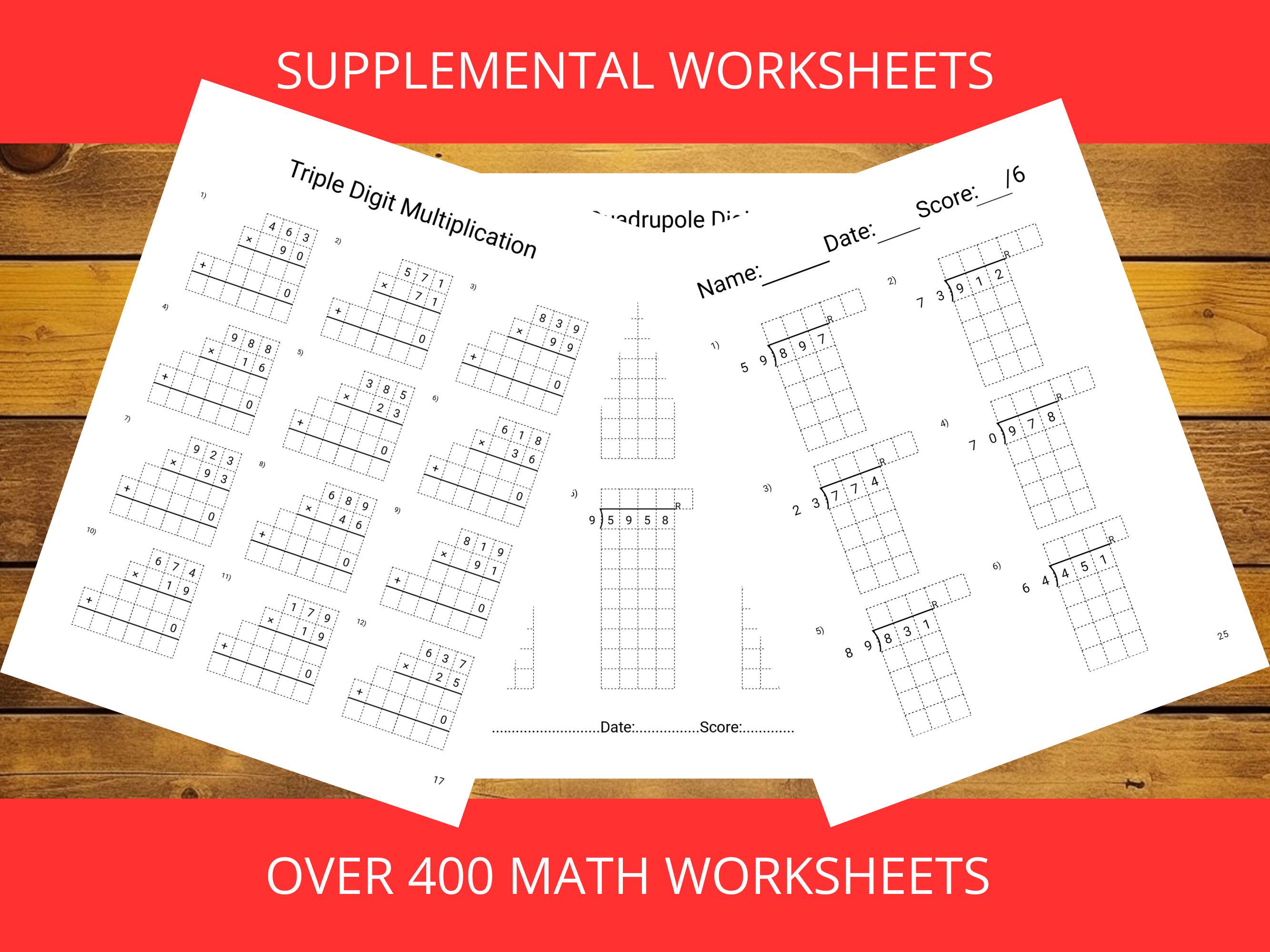 Math Grades 3-5 Mega Bundle | Printable Worksheets | Supplemental ...