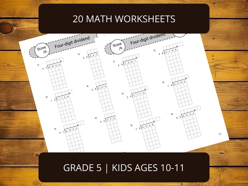 Long Division Math Worksheets Grade 5 | Double Digit Divisor | 4-digit ...