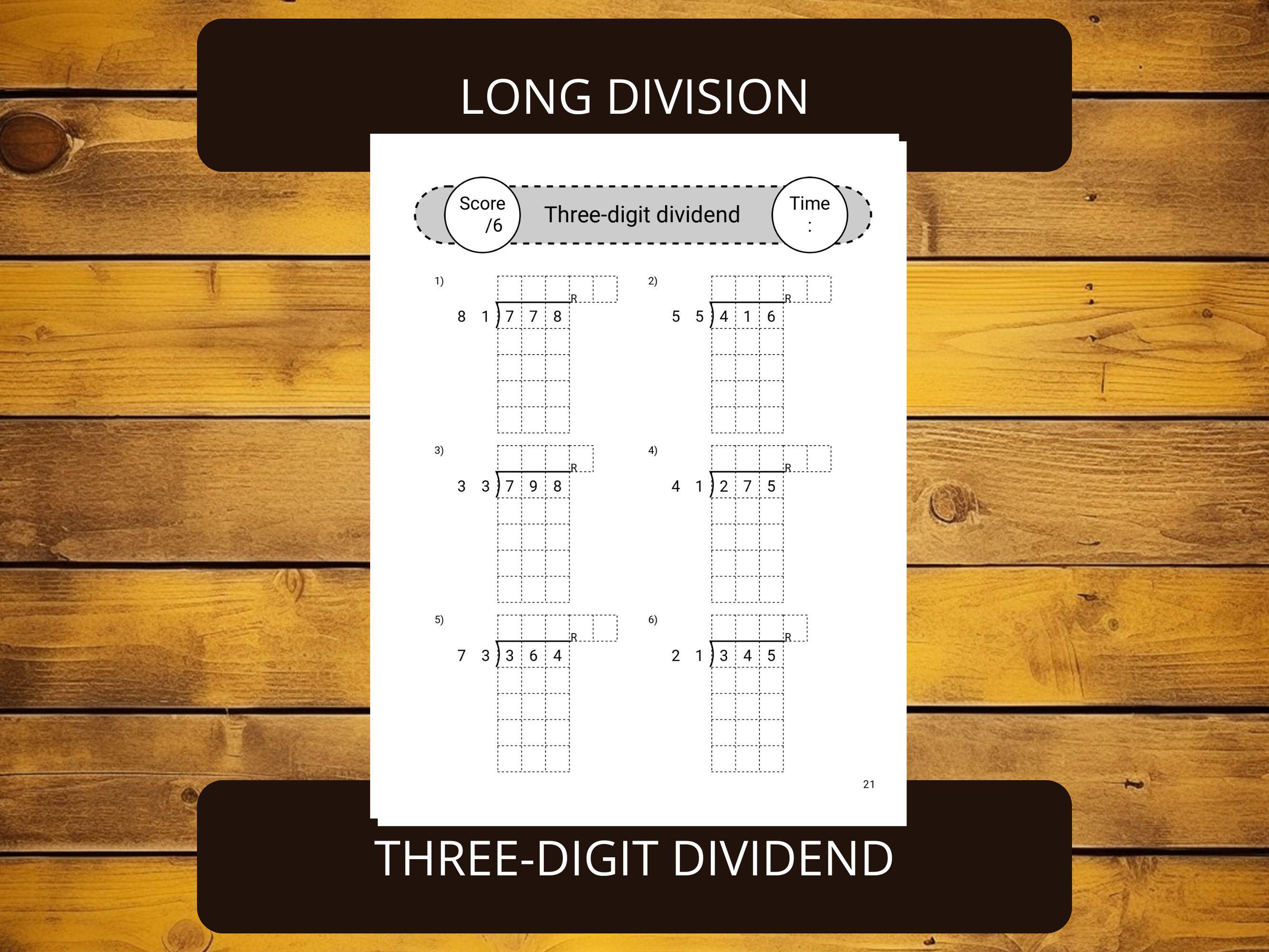 Long Division Math Worksheets Grade 5 | Double Digit Divisor | Triple ...