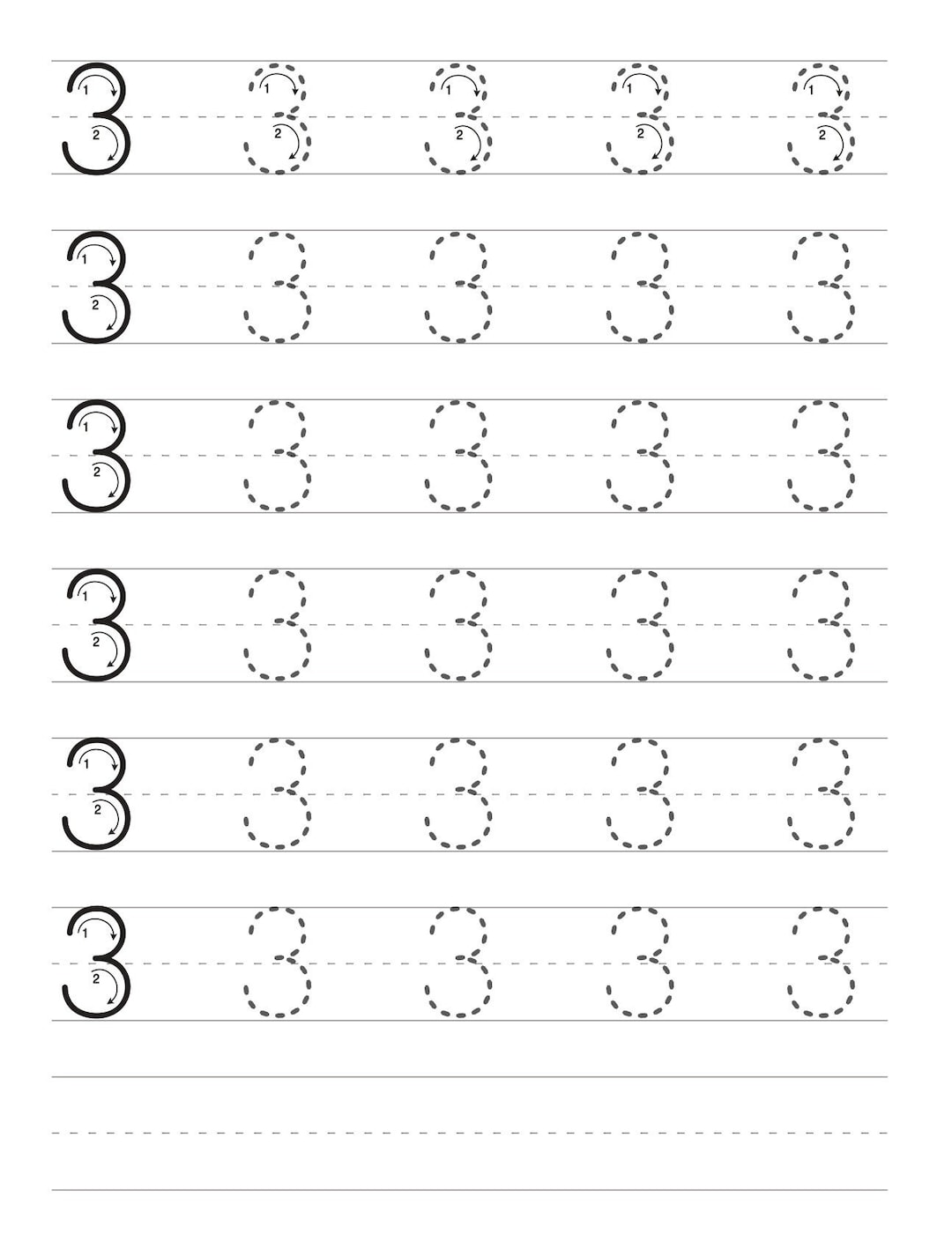 Trace Numbers 1-10 Kindergarten Handwriting Practice - Etsy