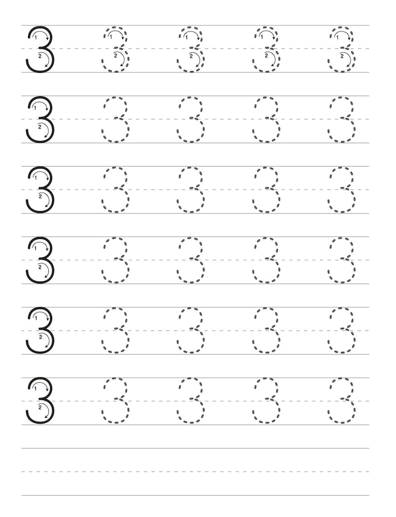 Trace Numbers 1-10 Kindergarten Handwriting Practice - Etsy