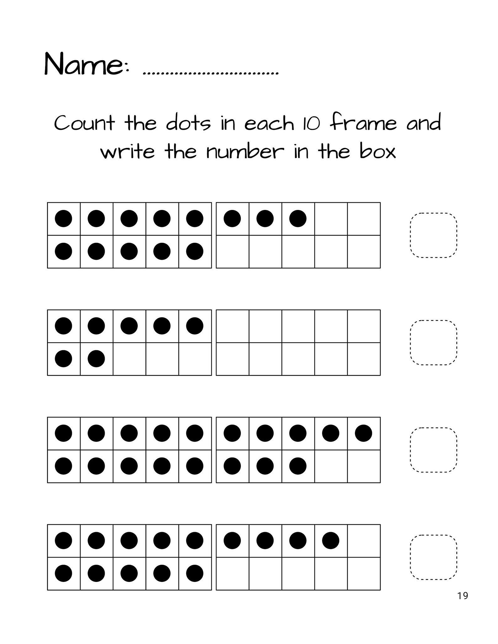 Counting Using Ten Frames for Preschool Numbers to 20 - Etsy