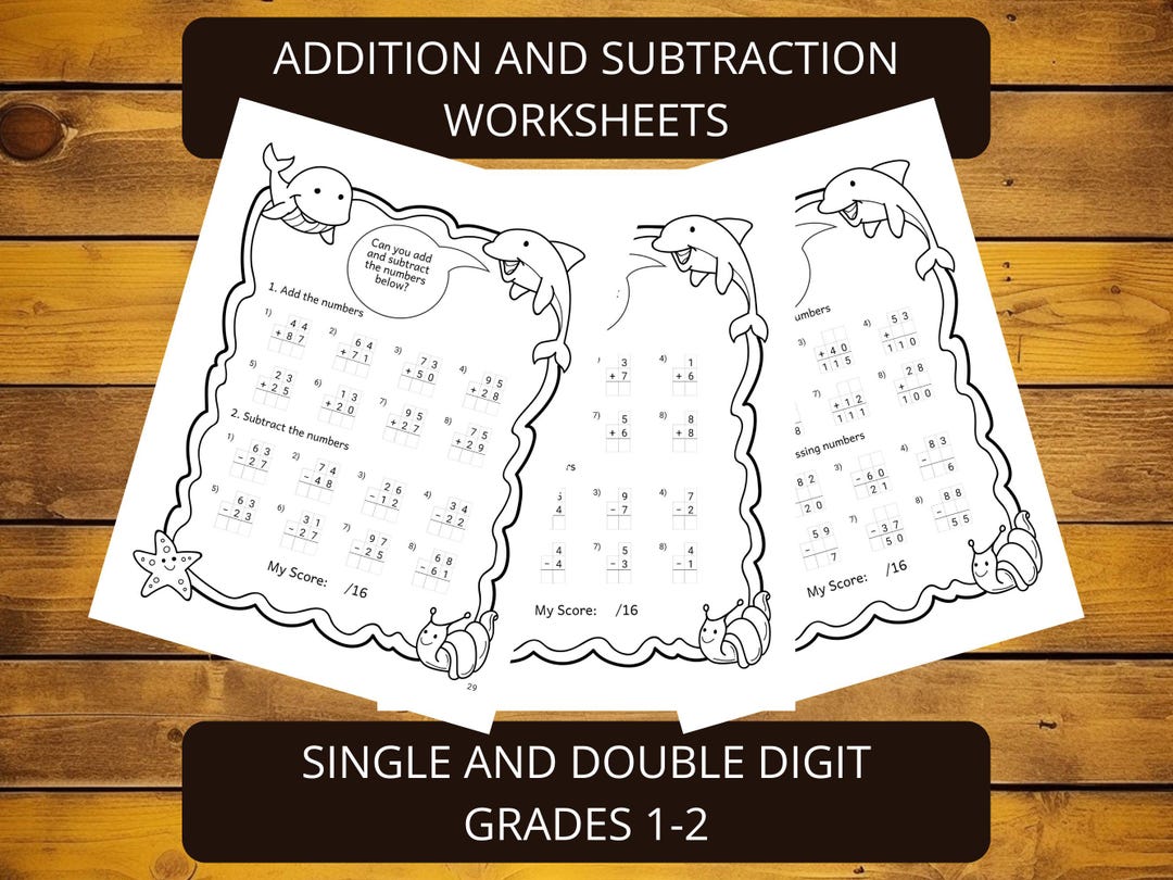 Math Addition and Subtraction Worksheets | Single, Double and Missing ...