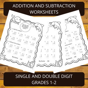Math Addition and Subtraction Worksheets | Single, Double and Missing ...