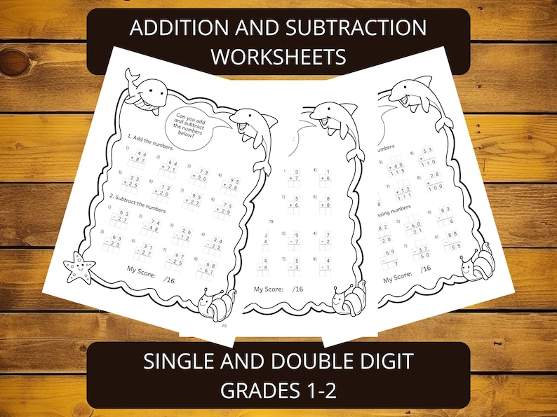 Math Addition and Subtraction Worksheets | Single, Double and Missing ...