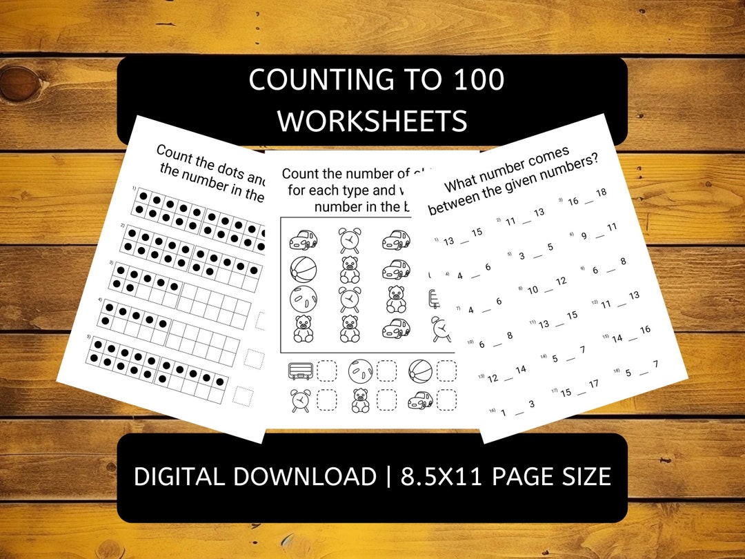 40 Printable Math Counting Worksheets for Preschool and Kindergarten - Etsy