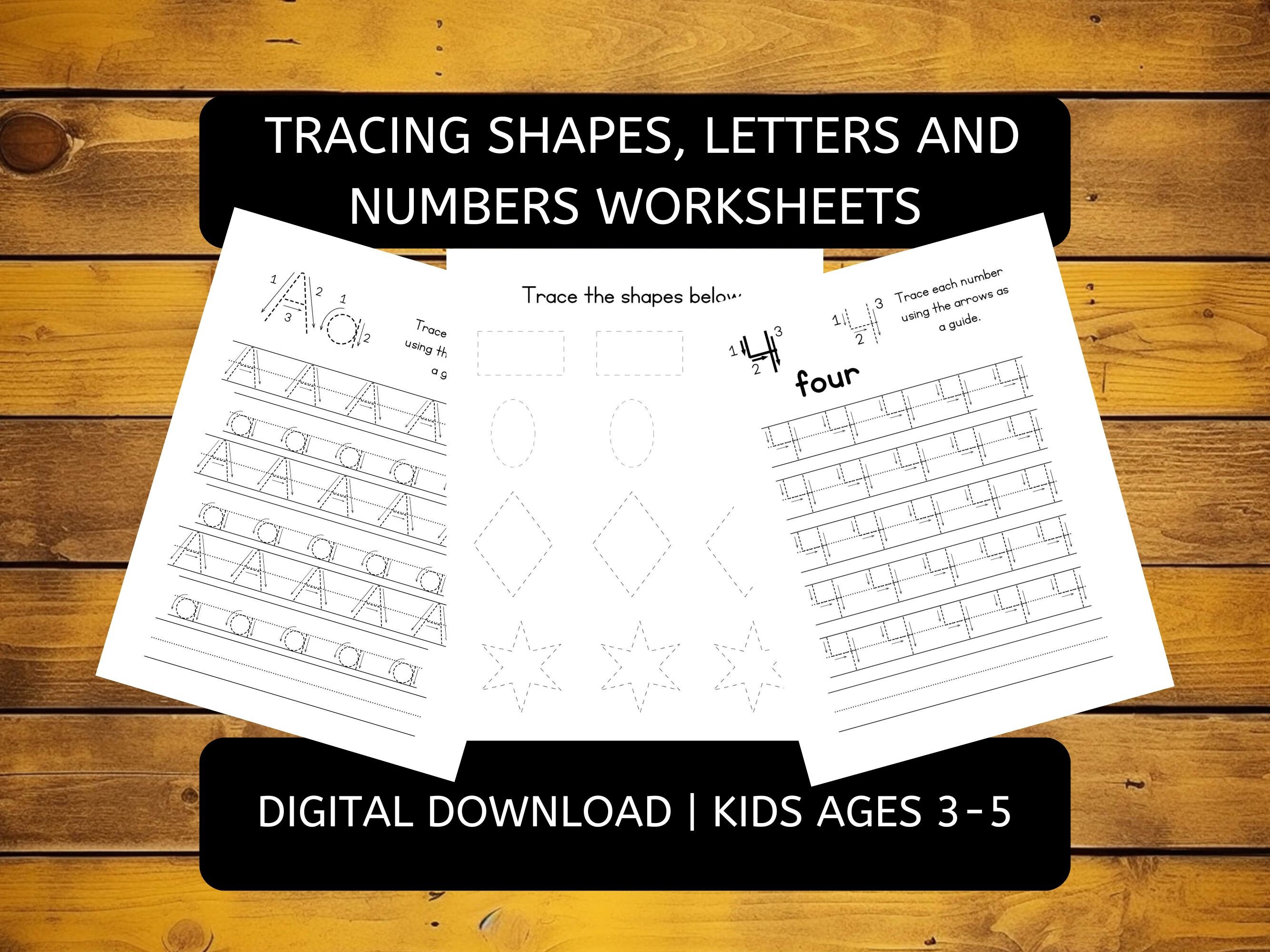 Tracing Shapes, Alphabet and Numbers 1-10 Kids 3-5 - Etsy