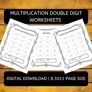 20 Printable Math Double Digit Multiplication Practice Worksheets - Etsy