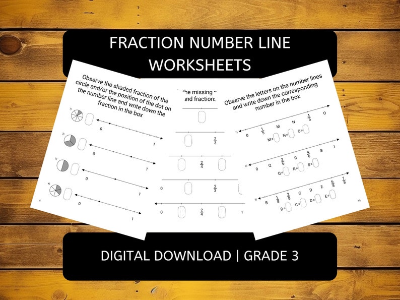 Fraction Number Line Worksheets Grade 3 - Etsy