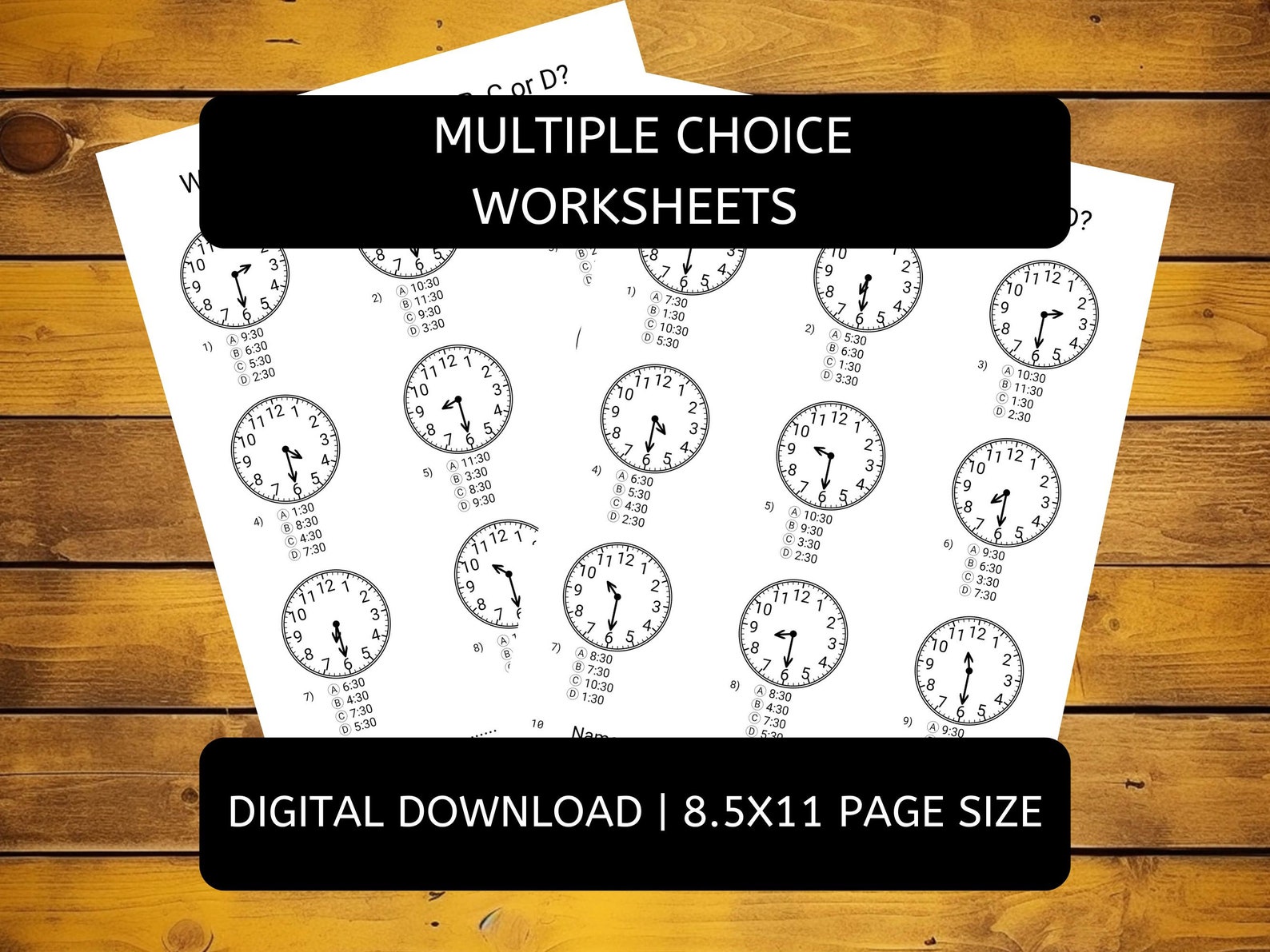 Telling Time Worksheets Grades 1-2, Draw Handles, Multiple Choice and A ...