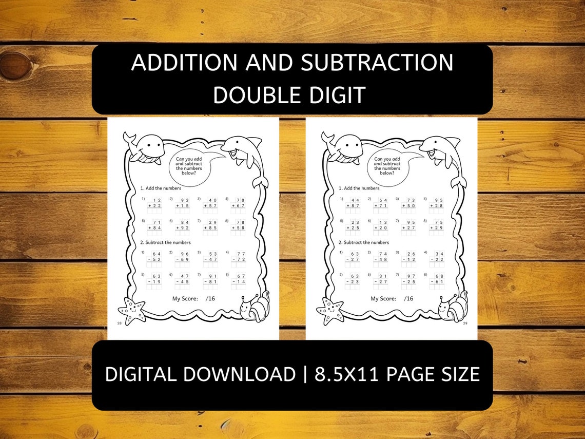 Addition and Subtraction Worksheets Single, Double and Missing Digit ...