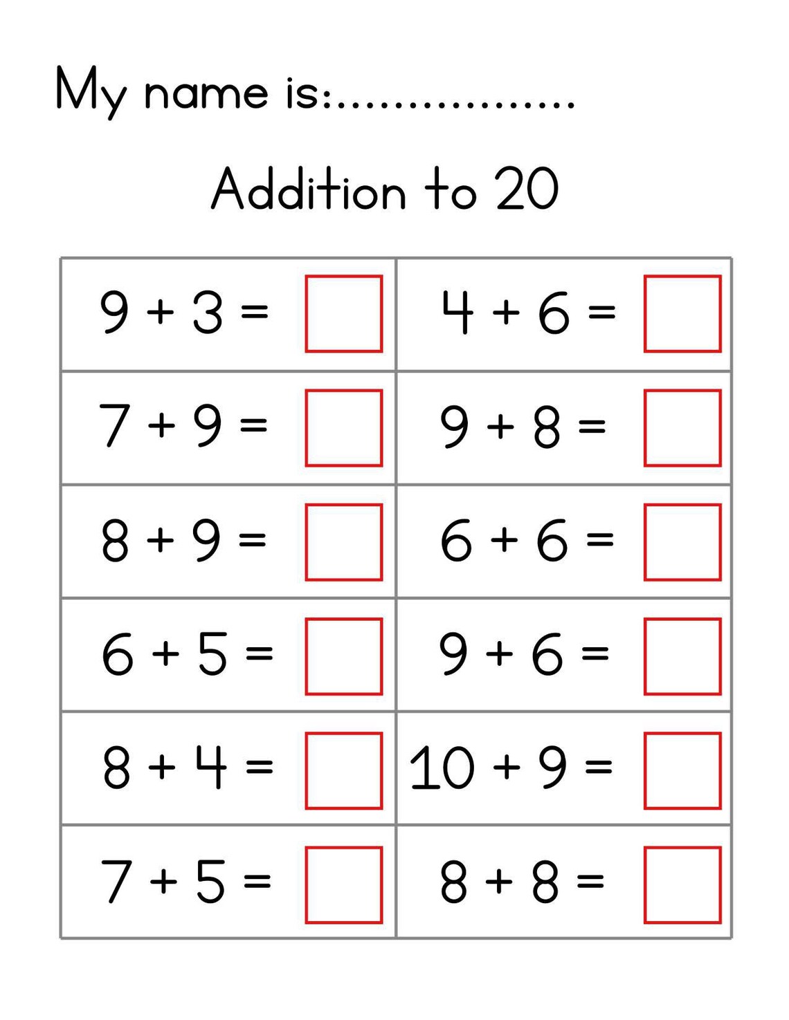 Addition and Subtraction Worksheets Zero to Twenty Kindergarten Math ...