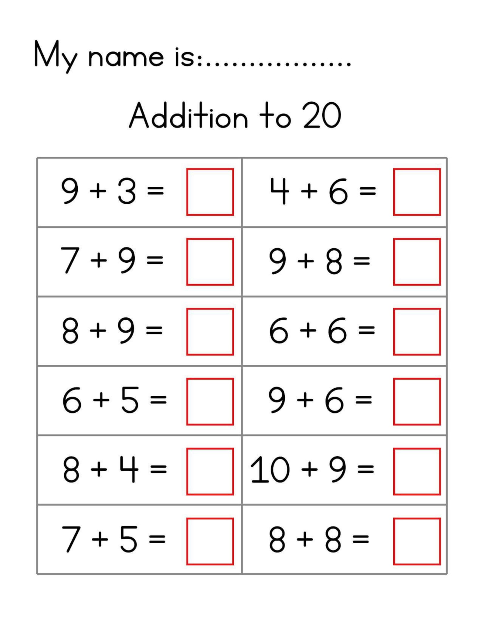Addition and Subtraction Worksheets Zero to Twenty Kindergarten Math ...