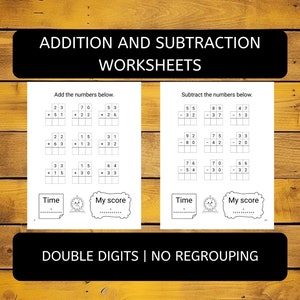 Math Addition and Subtraction Worksheets | Double Digits No Regrouping ...