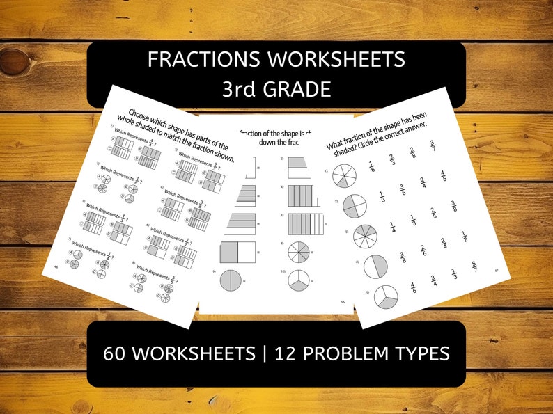 3rd Grade Fractions Worksheets | Math Practice Printable - Etsy