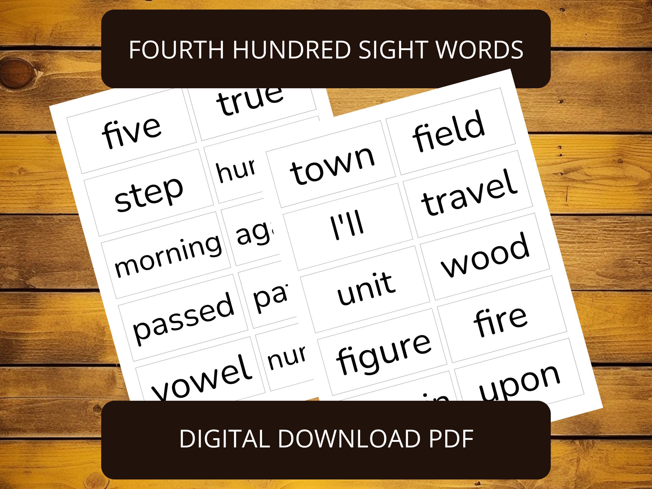 Fry Sight Words Flashcards Printable Fourth Hundred | High Frequency ...