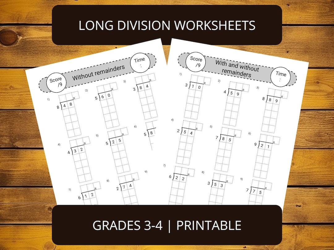 Long Division Worksheets | Single Digit Divisor | Double Digit Dividend ...