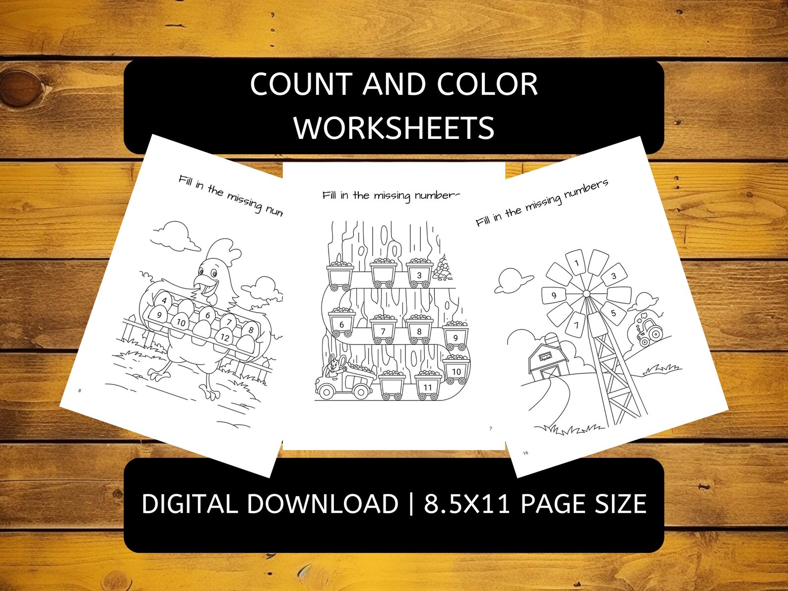 Count and Color Missing Number Worksheets for Preschool and ...