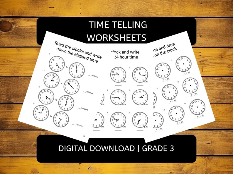 Telling Time Worksheets Grade 3 - Etsy