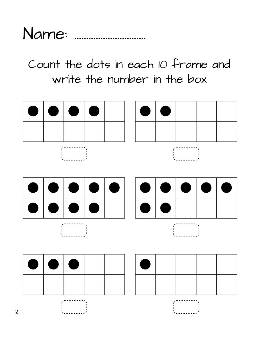 Counting Using Ten Frames for Preschool Numbers to 20 - Etsy