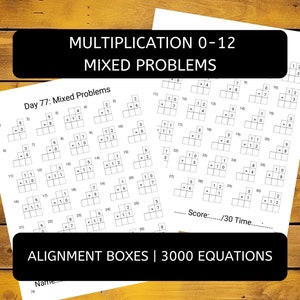 Printable Math Multiplying Practice Worksheets Grades 3-5 Numbers 0-12 ...
