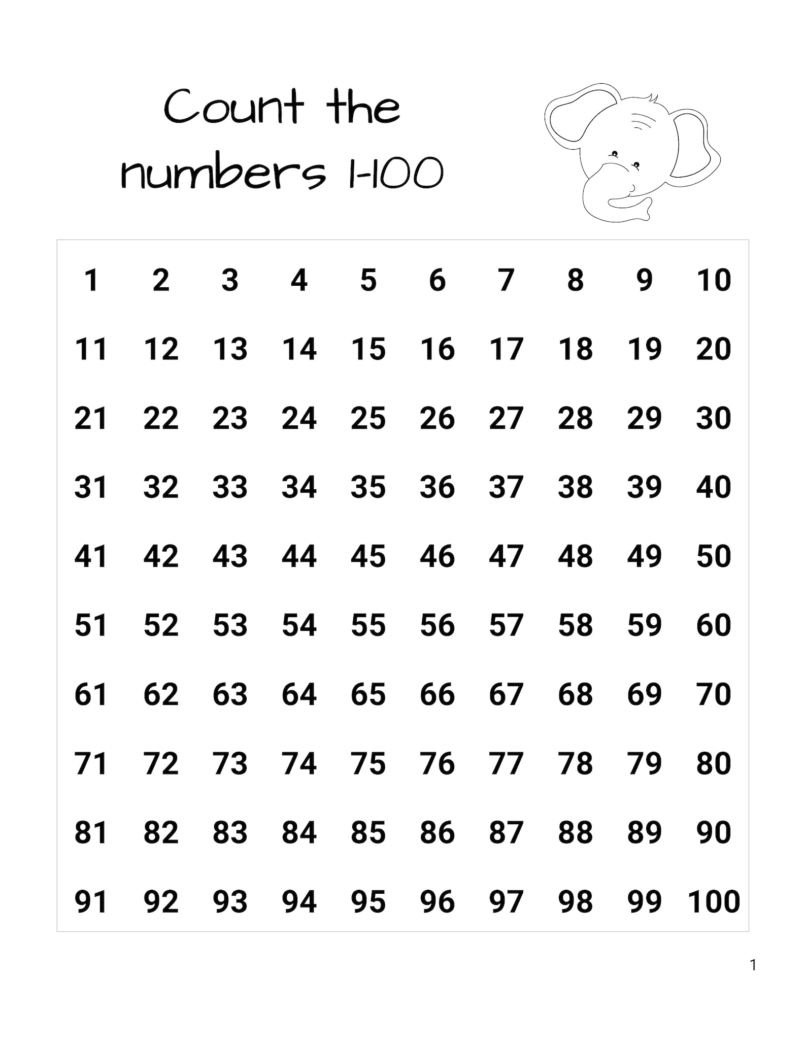Printable Missing Number Counting Worksheets 1-100 for Kindergarten 1st ...
