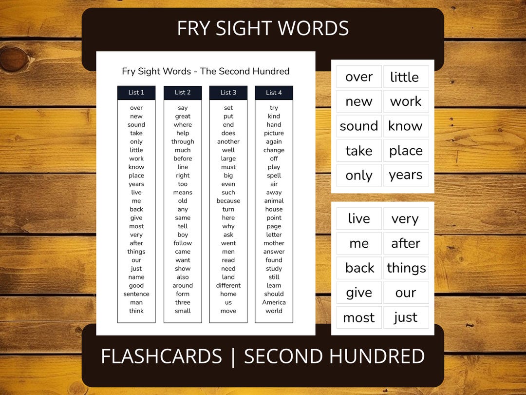 Fry Sight Words Flashcards Printable Second Hundred | High Frequency ...