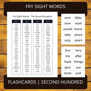 Fry Sight Words Flashcards Printable Second Hundred | High Frequency ...