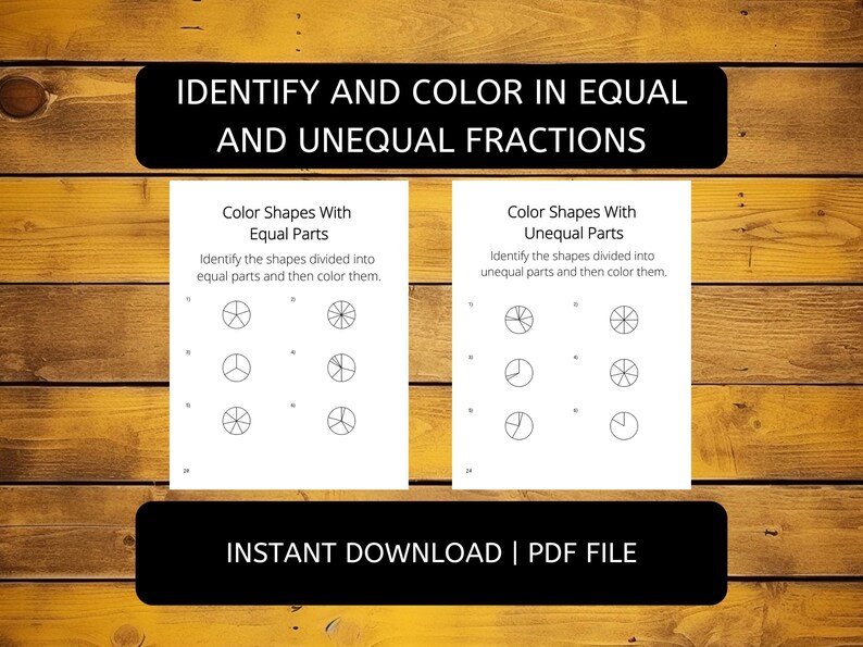 Kindergarten Fractions Worksheets - Etsy