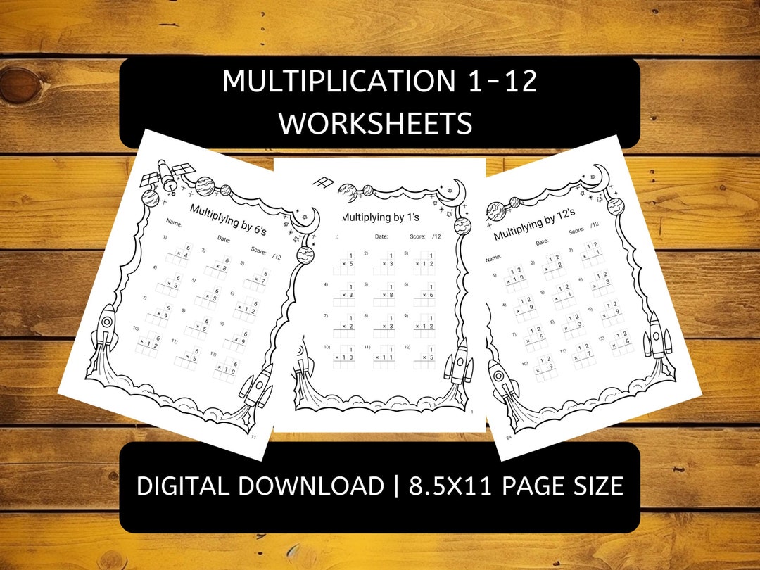 Printable Math Multiplying Practice Worksheets Grades 3-4 | Numbers 1 ...