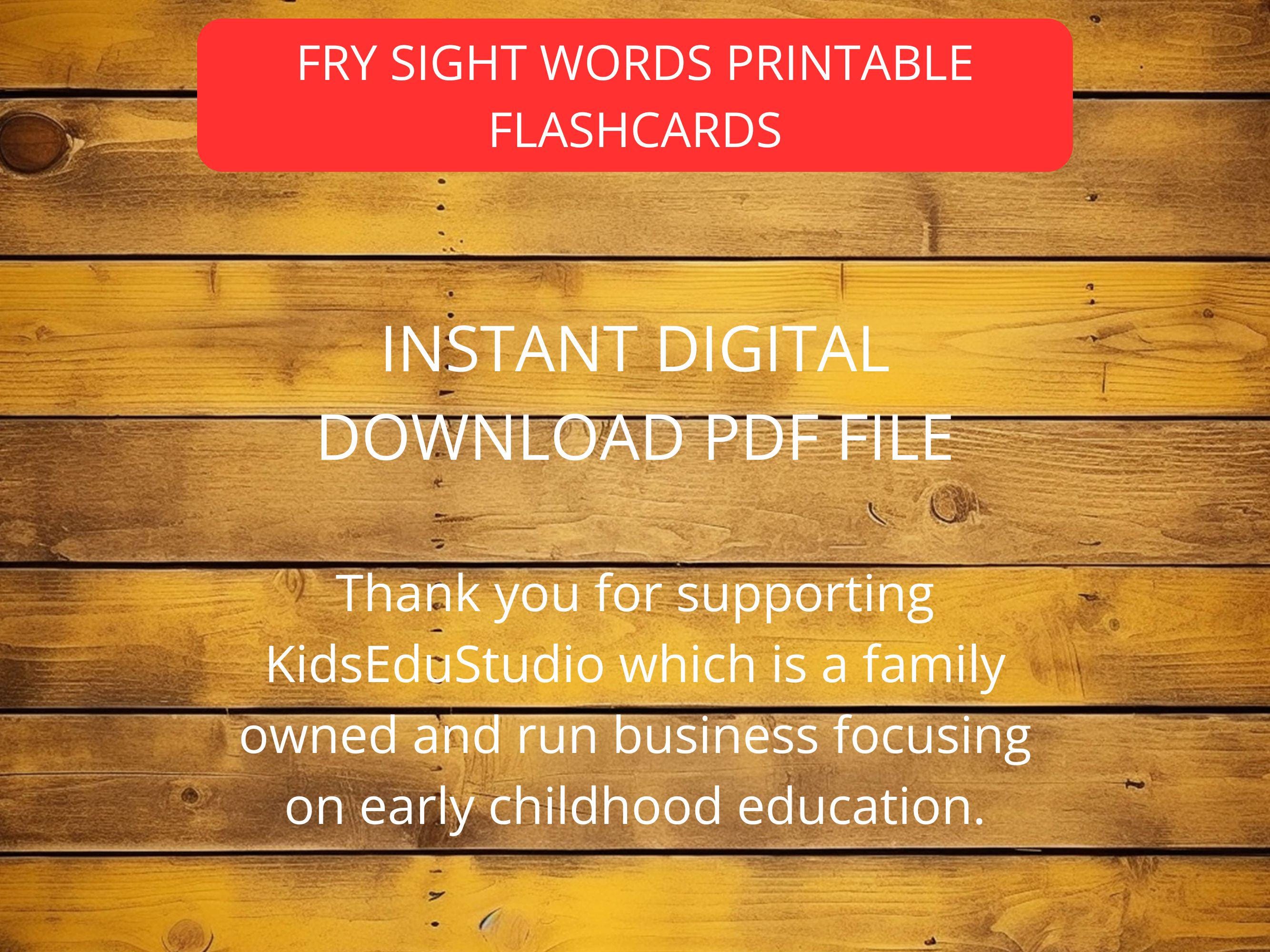 Fry Sight Words Flashcards Printable Ninth Hundred | High Frequency ...