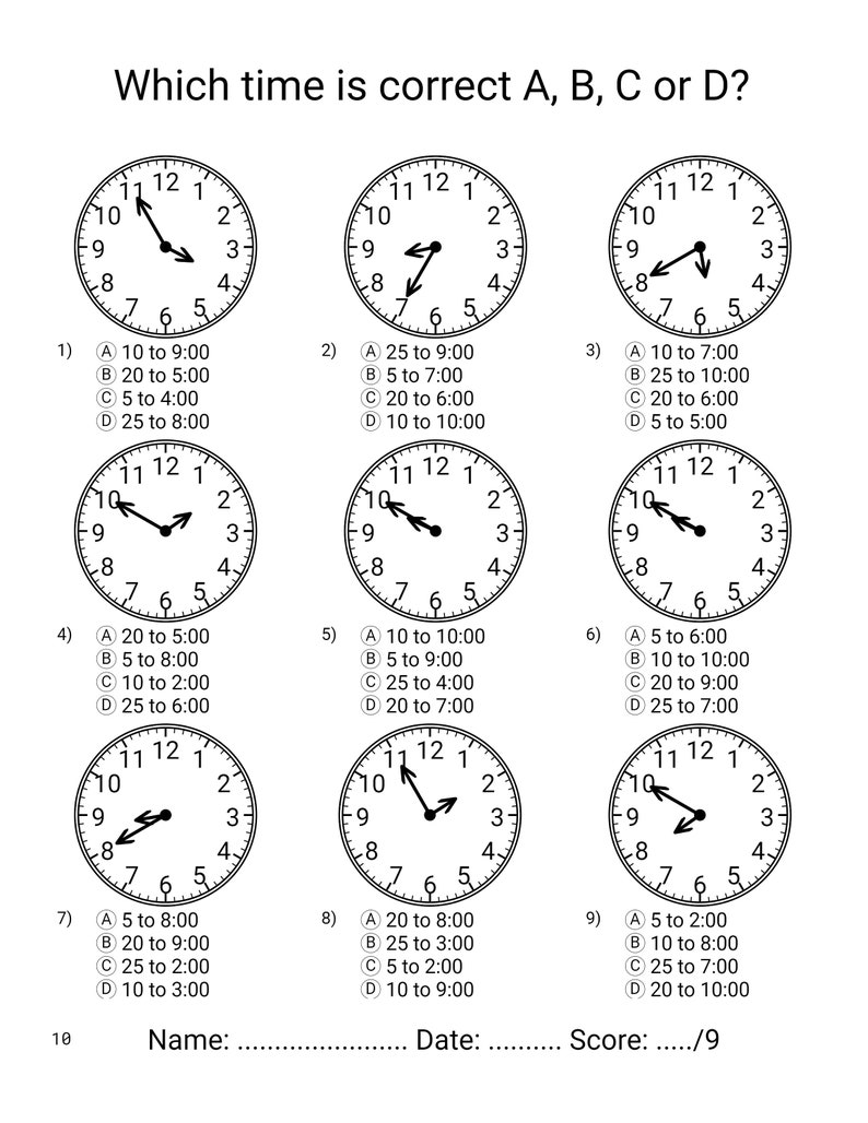 Telling Time Worksheets Grades 2-3 - Etsy