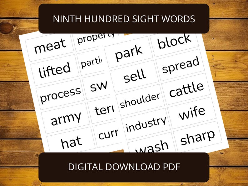 Fry Sight Words Flashcards Printable Ninth Hundred | High Frequency ...