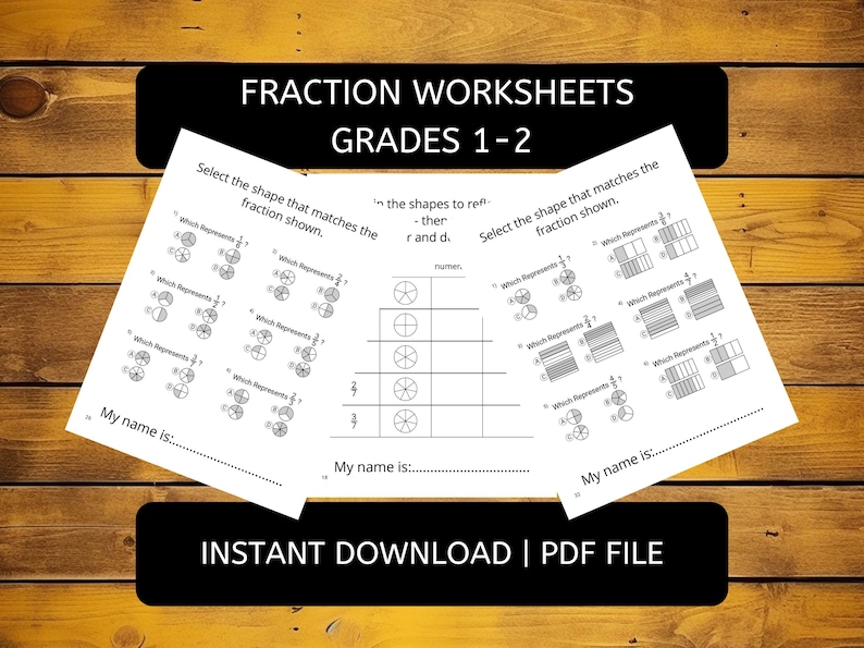 Fraction Worksheets Grades 1-2 - Etsy