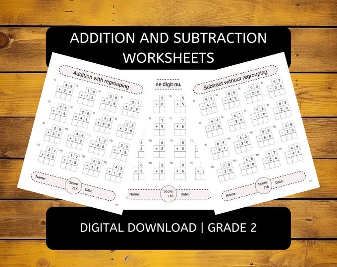 Two Digit Addition and Subtraction With and Without Regrouping With ...