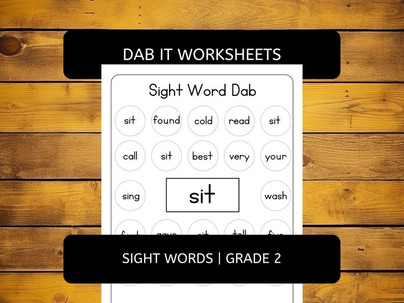 Printable Sight Words Dab It Worksheets | Grade 2 - Etsy