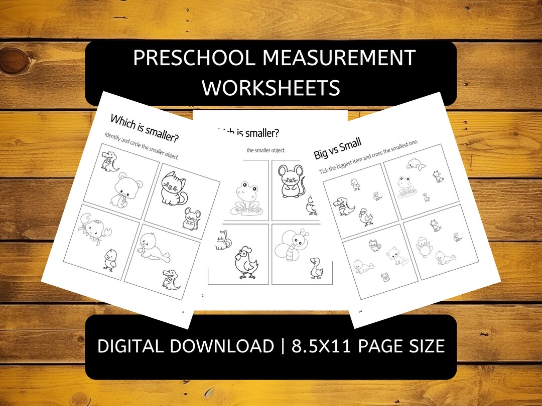 Measurement Worksheets Preschool Relative Size of Objects - Etsy