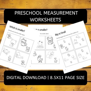Measurement Worksheets Preschool Relative Size of Objects - Etsy